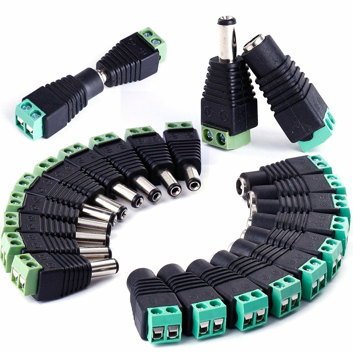 Generic 5 Pack CCTV 12V DC Male & Female Power Balun Connector Adapter ...