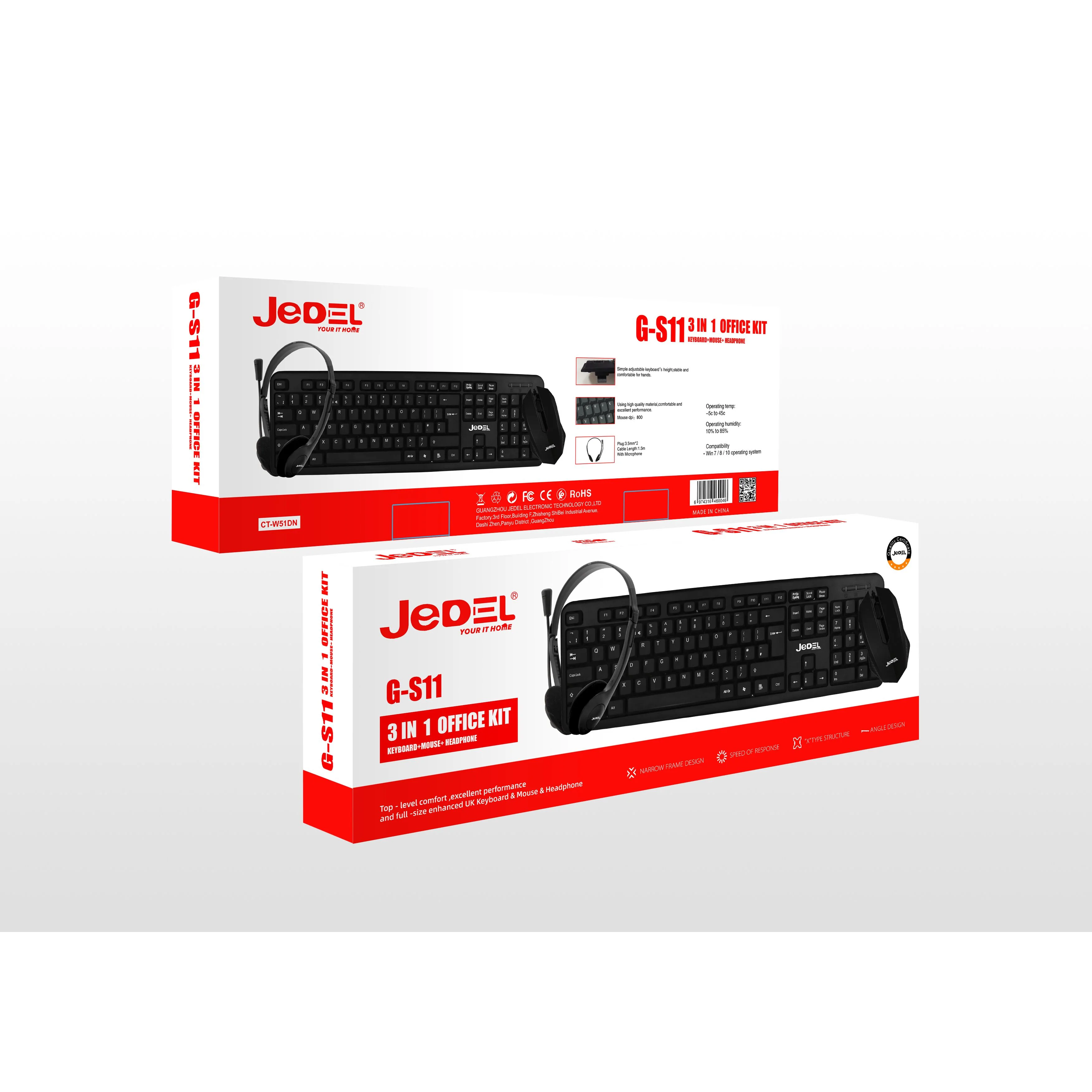 JEDEL 3-IN-1 OFFICE KIT - USB KEYBOARD & MOUSE HEADSET WITH MIC RETAIL ...