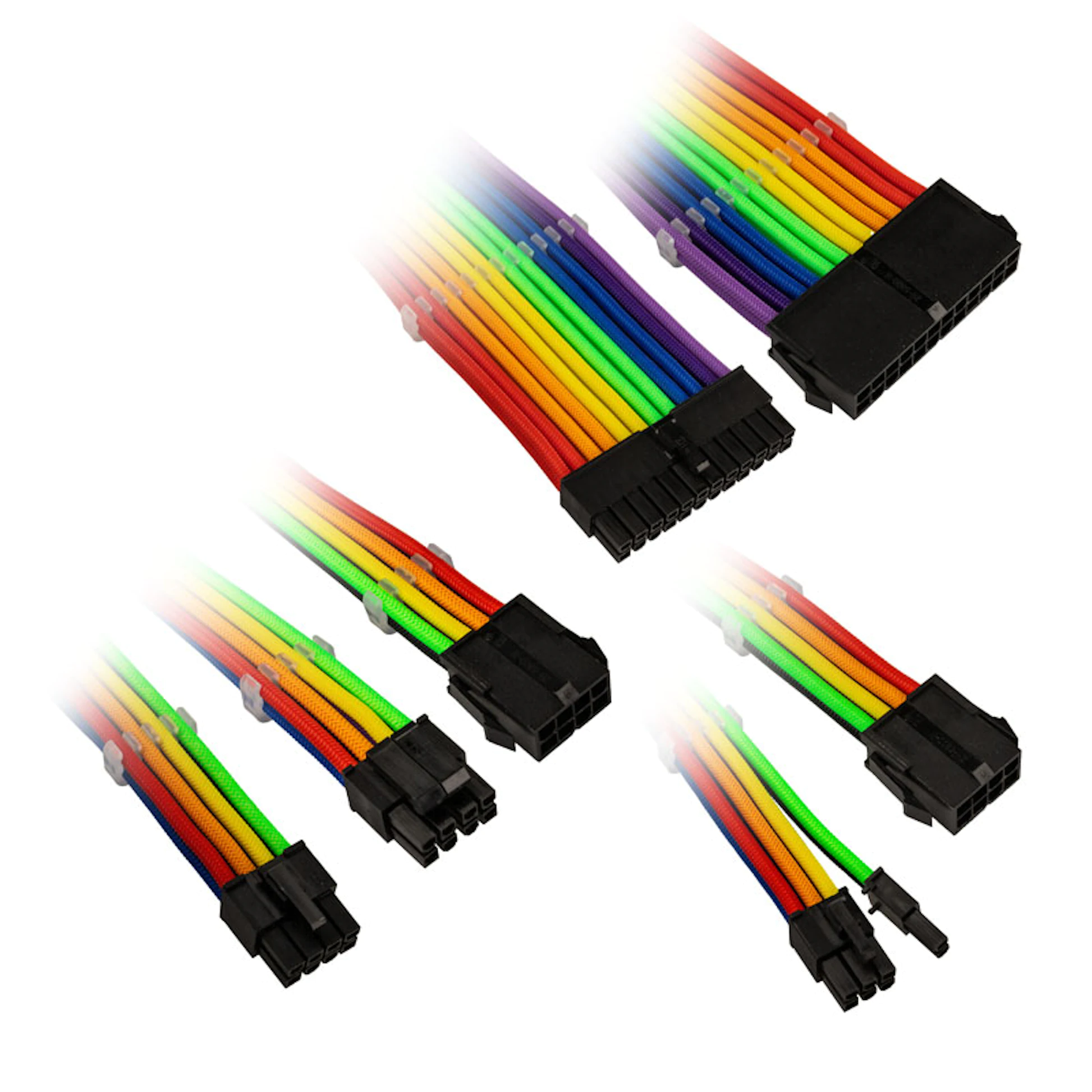 Kolink Core Adept Braided Cable Extension Kit - Rainbow | Falcon Computers