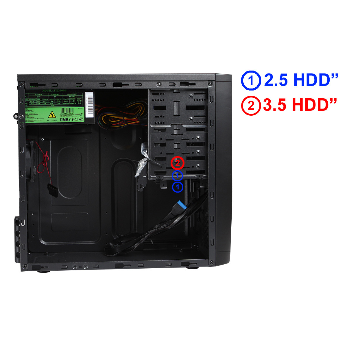 CIT Elite Micro ATX Case Black Interior 500W 12cm Black PSU | Falcon ...