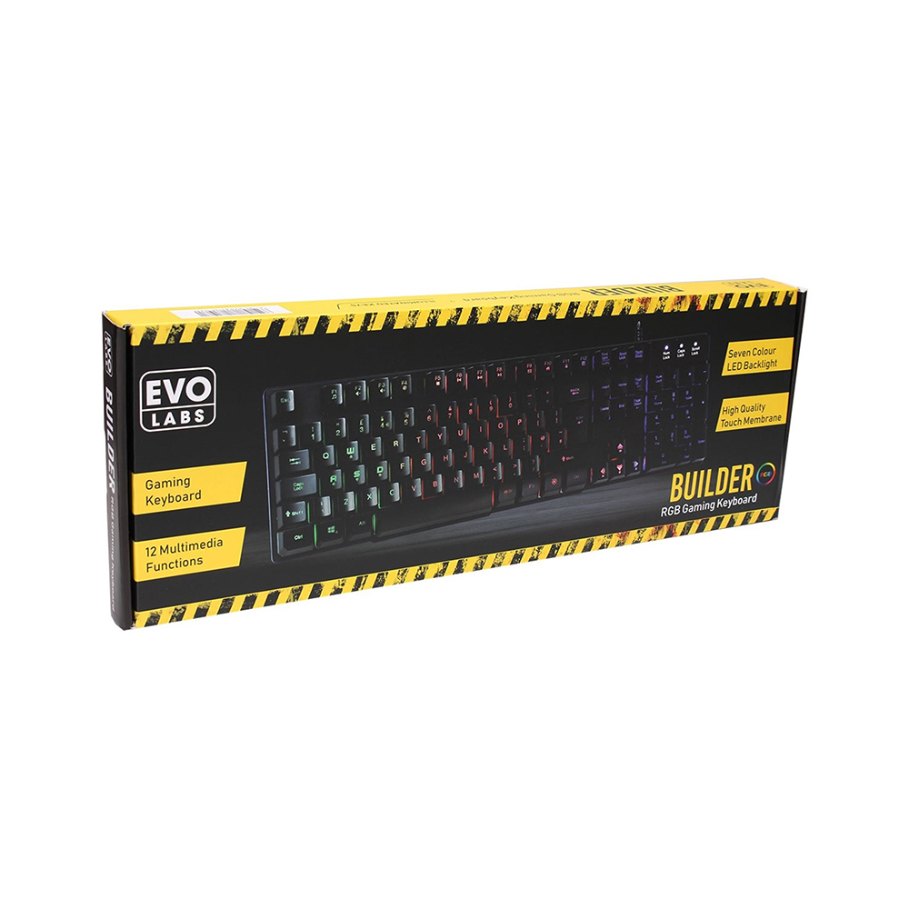Evo Labs Builder RGB 7 Colour Multi Mode LED USB Gaming Keyboard ...