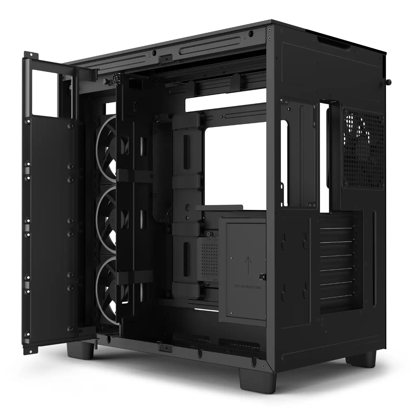 NZXT H9 Flow Black Mid Tower Tempered Glass PC Gaming Case - Black ...
