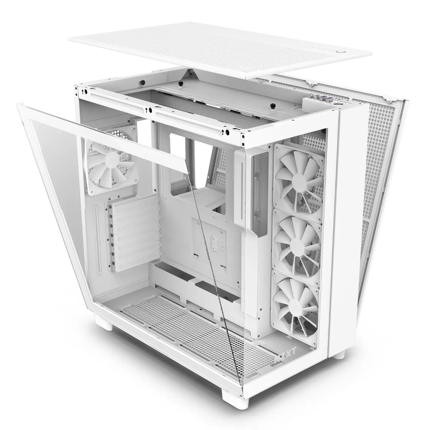 NZXT H9 Flow White Mid Tower Tempered Glass PC Gaming Case - White ...