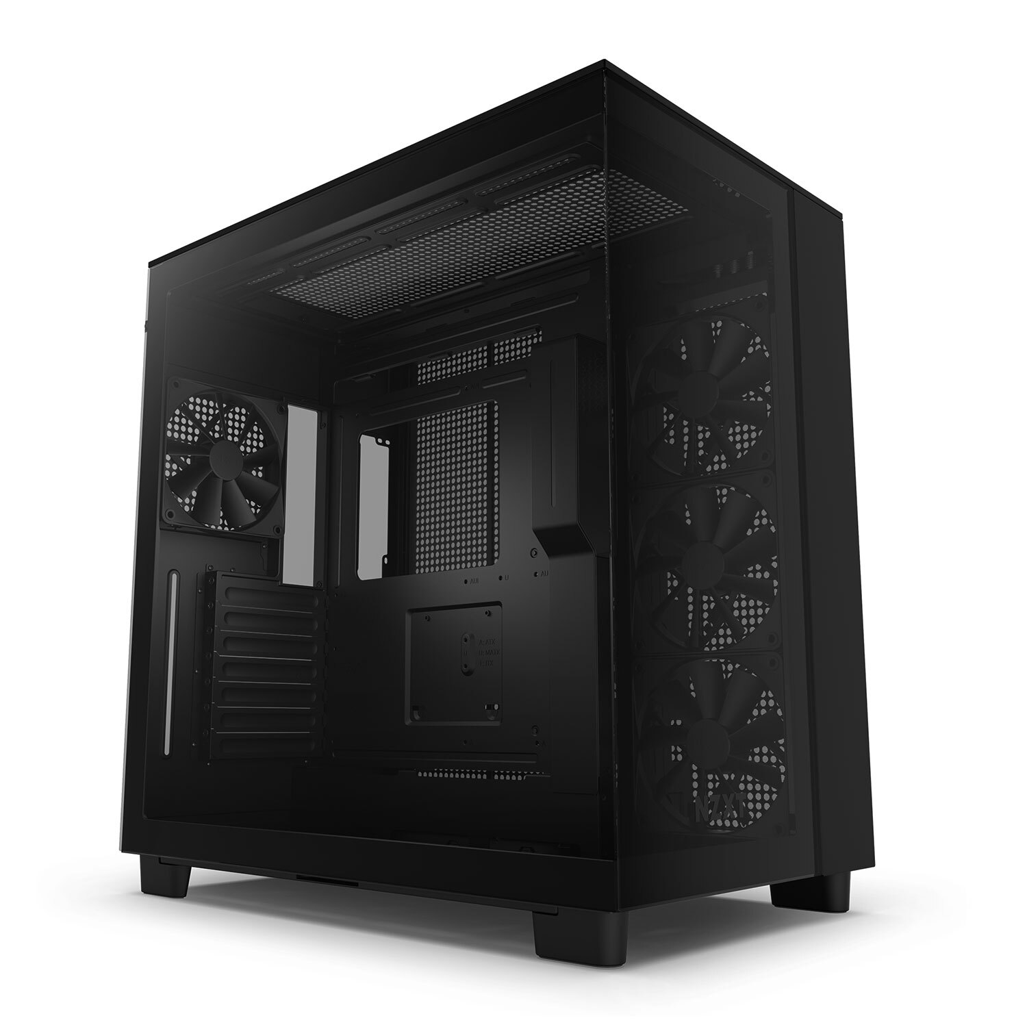 NZXT H9 Flow Black Mid Tower Tempered Glass PC Gaming Case - Black ...