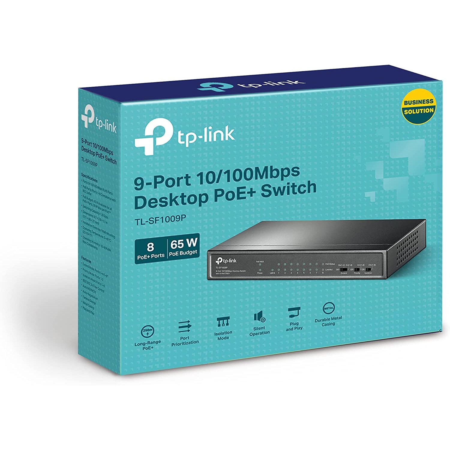TP-LINK 10/100Mbps POE Desktop Switch, 9 port with 8-Port PoE, Steel ...