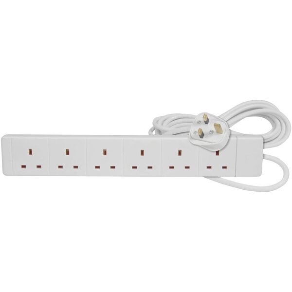 PRO-ELEC 5m, 6 Gang Mains Power Multi Socket Extension Lead, 13amp (NO ...