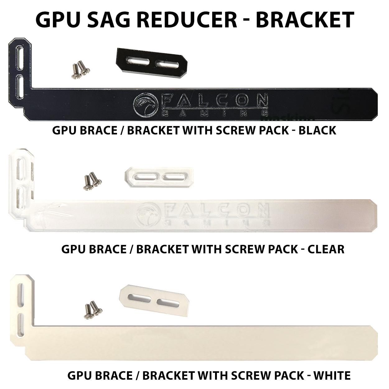Falcon Value GPU Brace / bracket with screw pack - White | Falcon Computers